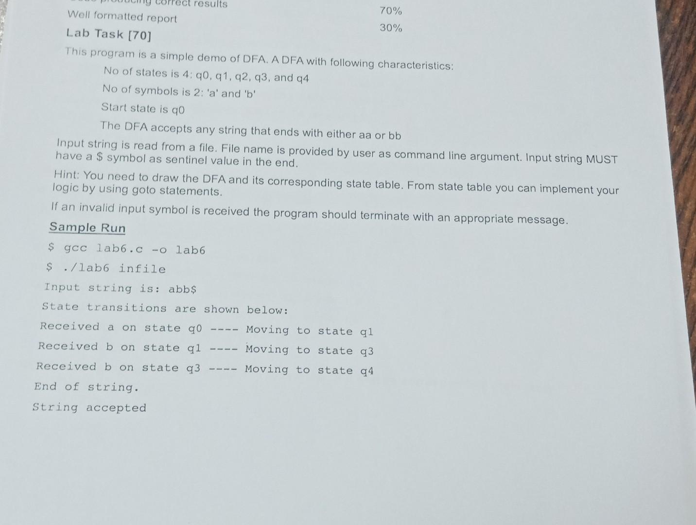 Solved Correct results 70% Well formatted report 30% Lab | Chegg.com