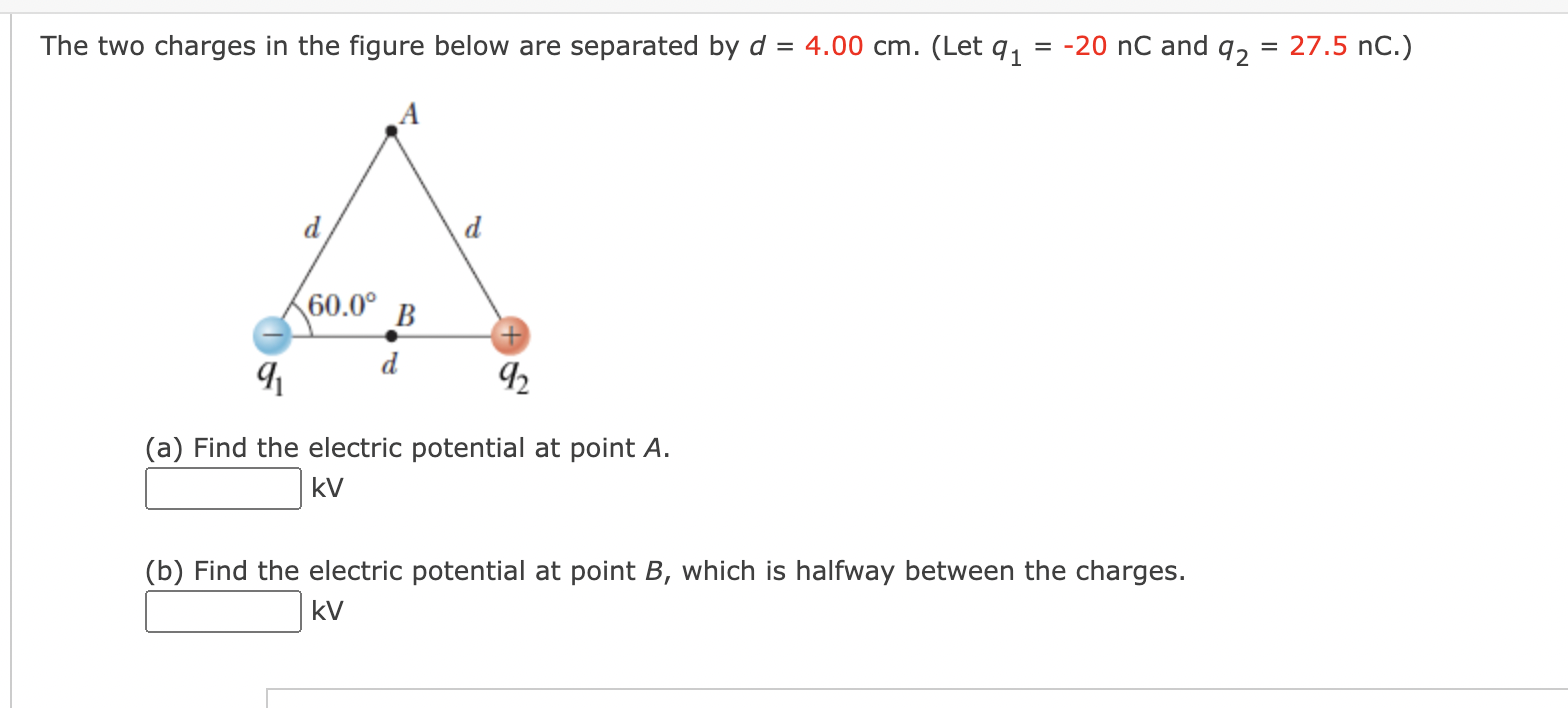 Solved The two charges in the figure below are separated by | Chegg.com