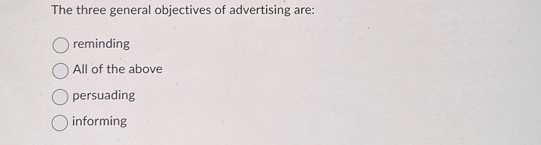 Solved The three general objectives of advertising | Chegg.com
