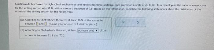 Solved A nationwide test taken by high school sophomores and | Chegg.com