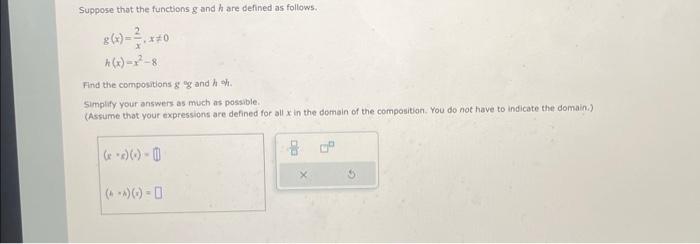 Solved Suppose that the functions g and h are defined as | Chegg.com