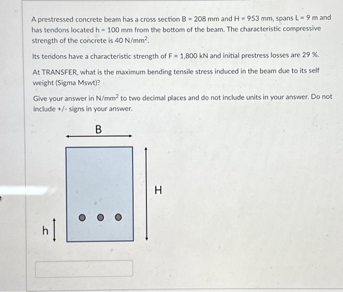 Solved A prestressed concrete beam has a cross section B=208 | Chegg.com