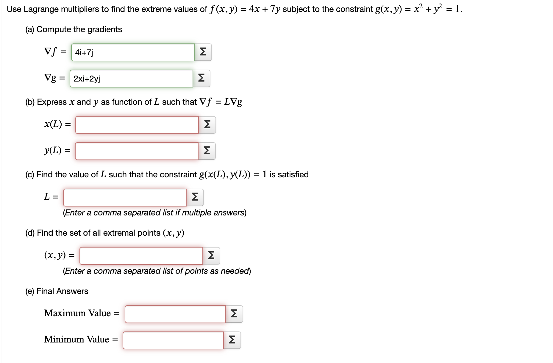 Solved Use Lagrange multipliers to find the extreme values | Chegg.com