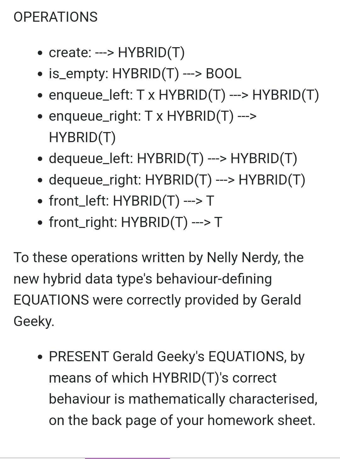 Solved OPERATIONScreate: ---> ﻿HYBRID(T)is_empty: | Chegg.com