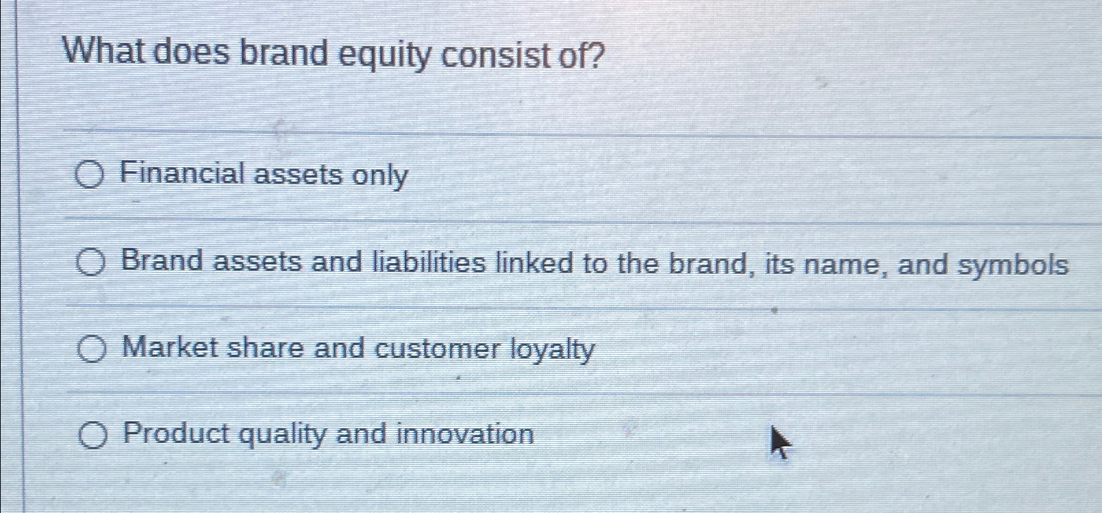 Solved What does brand equity consist of?Financial assets | Chegg.com