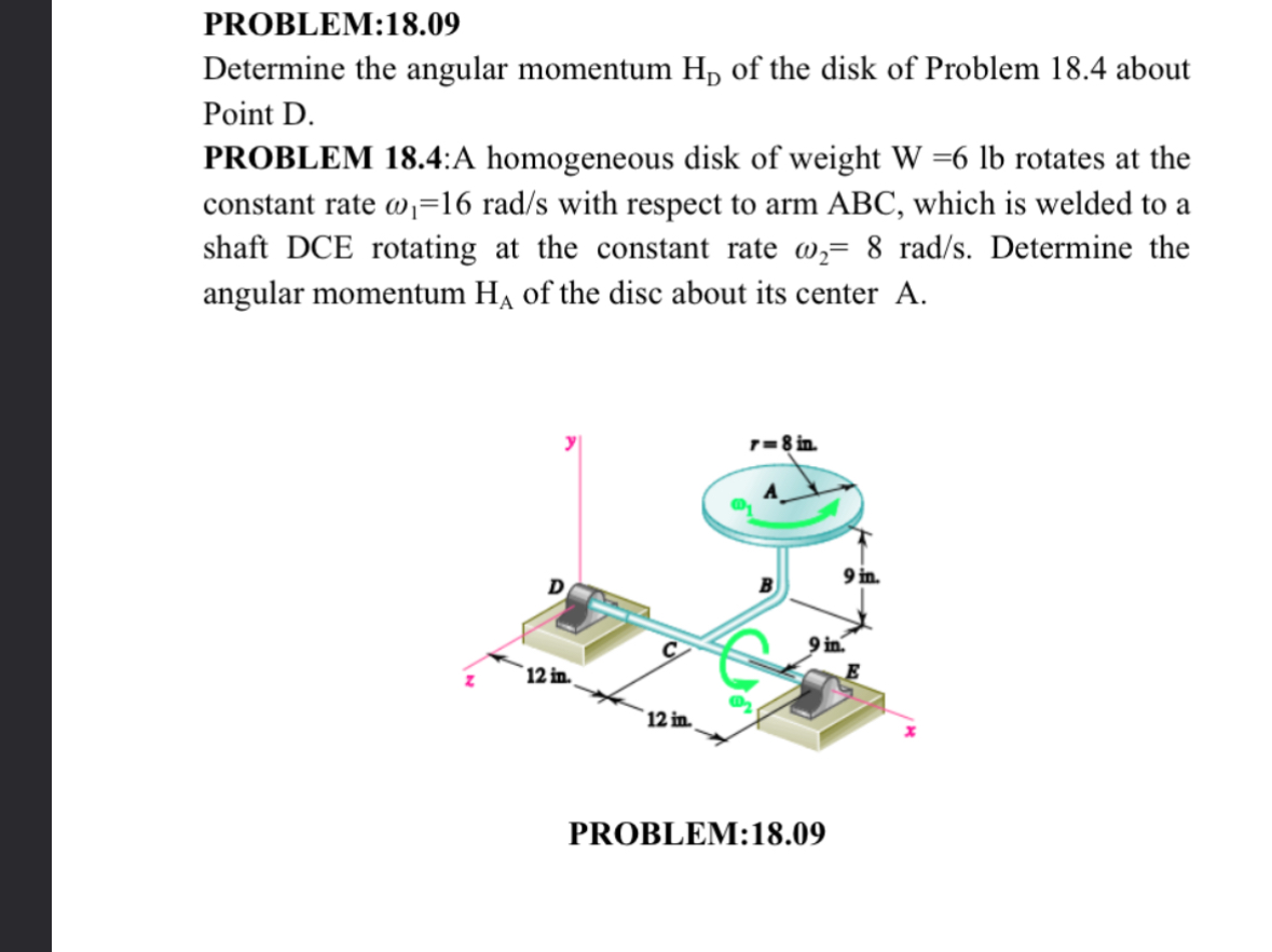 Solved PROBLEM:18.09Determine the angular momentum HD ﻿of | Chegg.com