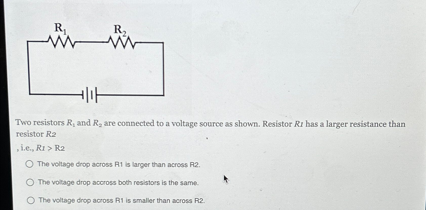 Solved Two resistors R1 ﻿and R2 ﻿are connected to a voltage | Chegg.com