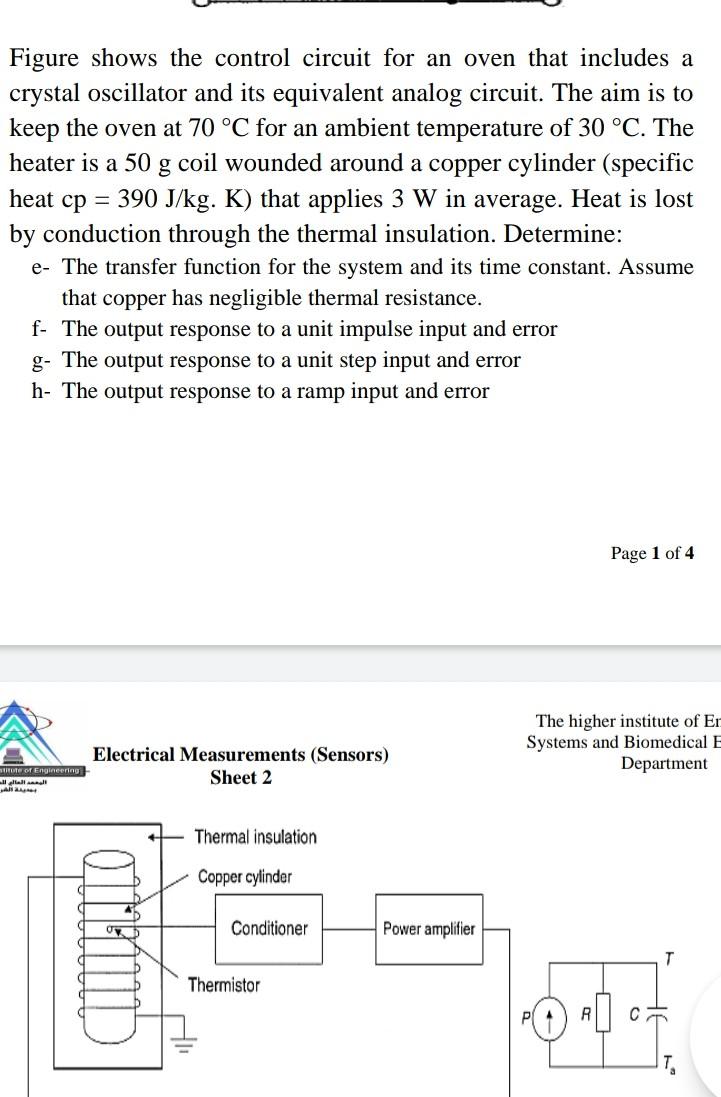 Figure shows the control circuit for an oven that | Chegg.com