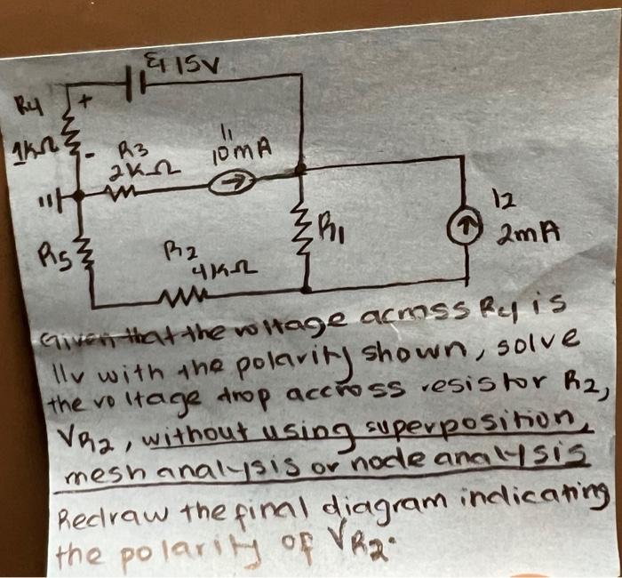 Solved Ilv with the polarity shown, solve the voltage trop | Chegg.com