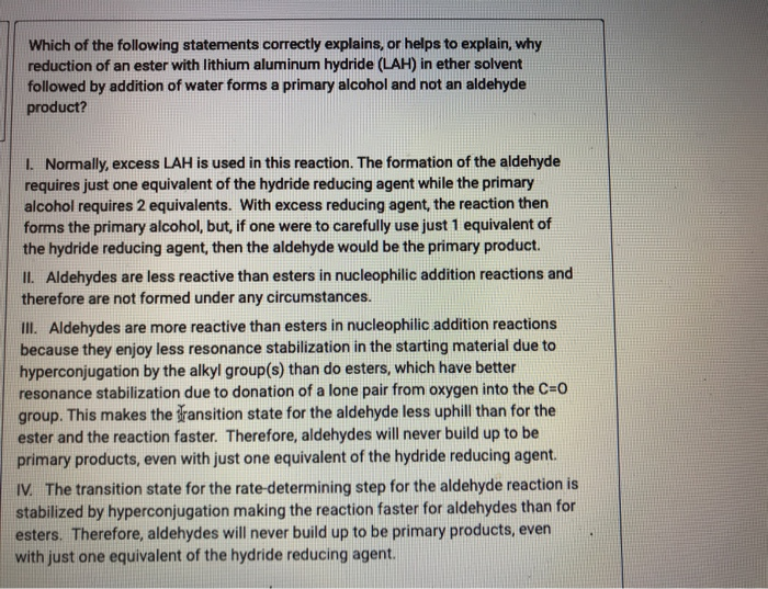 Solved Which of the following statements correctly explains, | Chegg.com