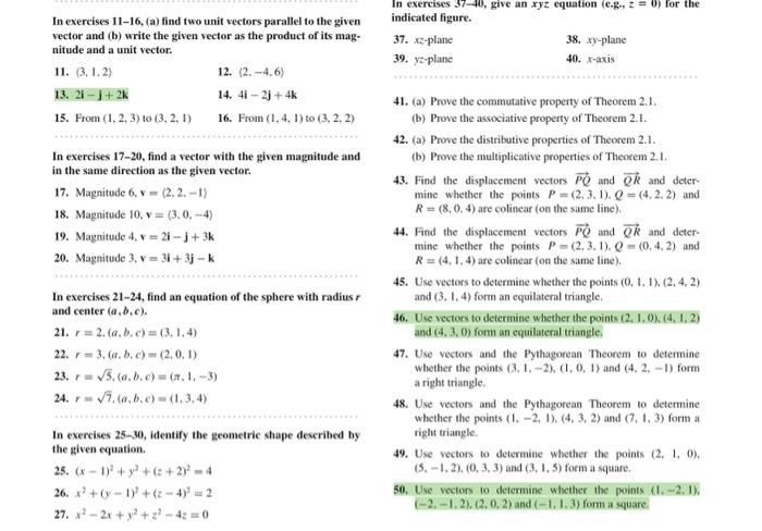 Solved In exercises 11-16, (a) find two unit vectors | Chegg.com