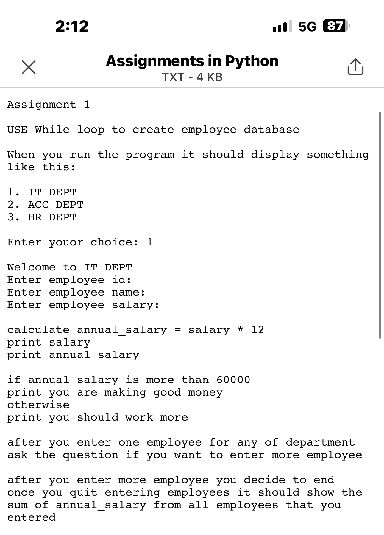 Solved Assignments In Pythonassignment 1use While Loop To