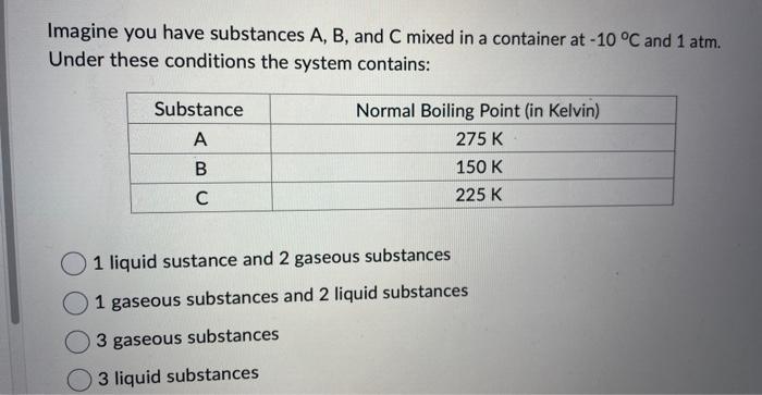 Solved Imagine you have substances A, B, and C mixed in a | Chegg.com