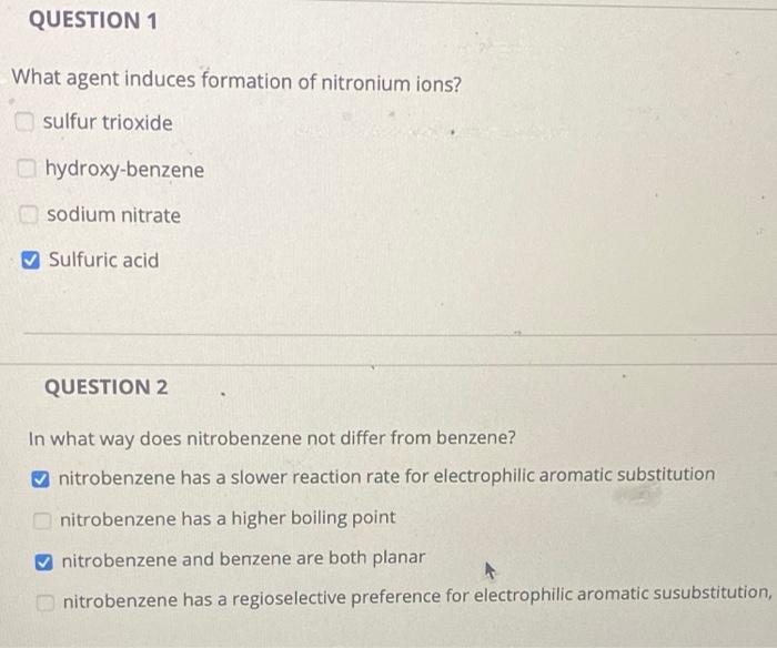 Solved QUESTION 1 What agent induces formation of nitronium | Chegg.com