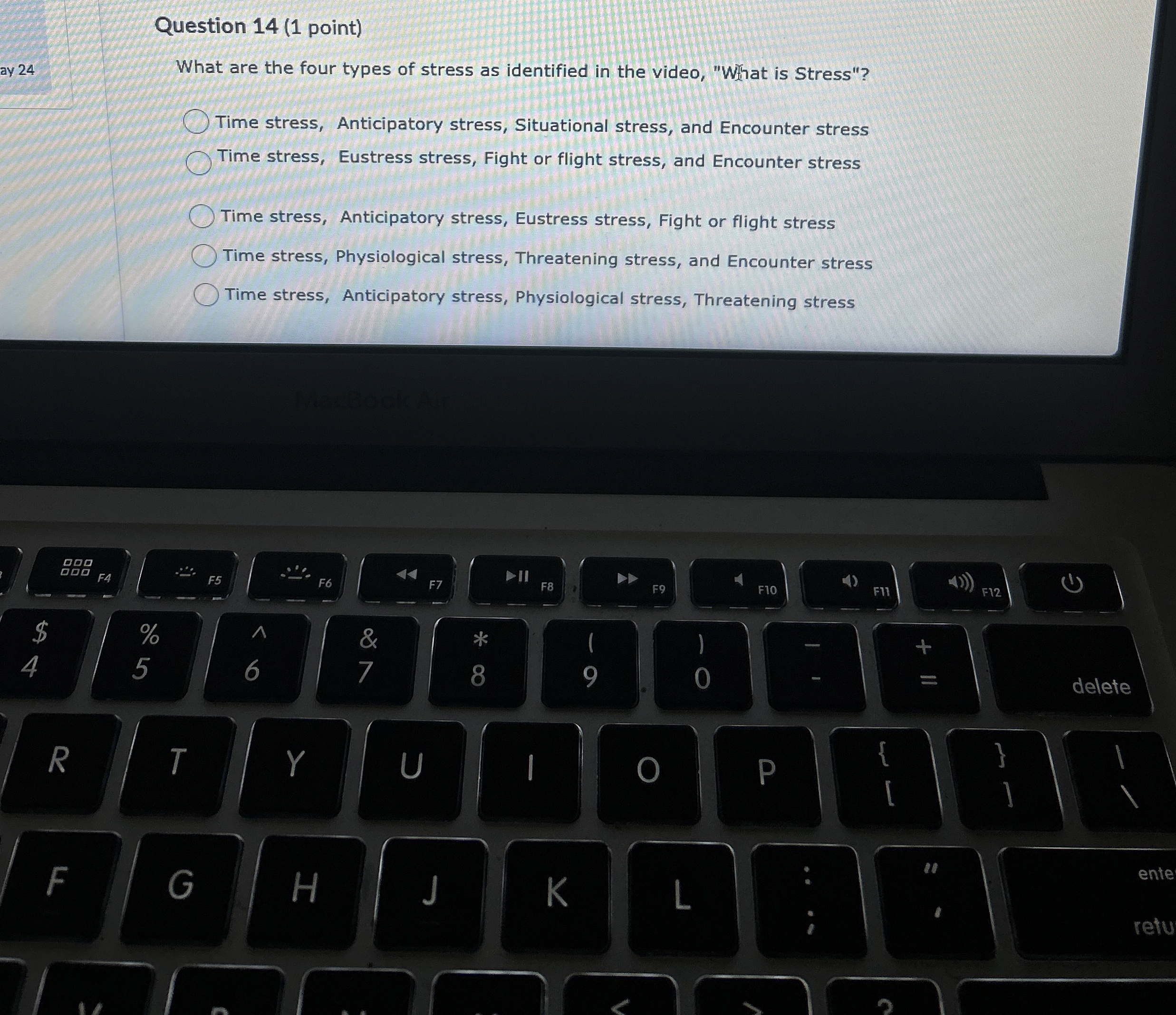 Solved Question 14 (1 ﻿point)ay 24What are the four types of | Chegg.com
