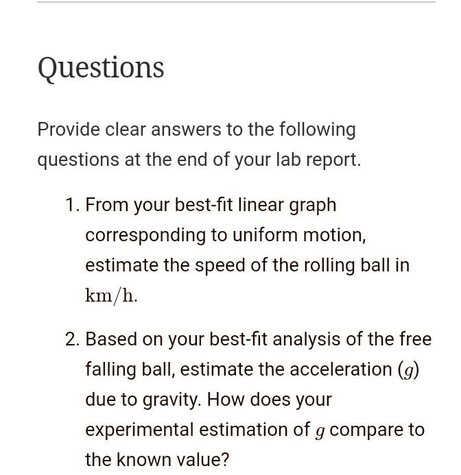 Solved Hi so for my physics lab for kinematics in 1 | Chegg.com
