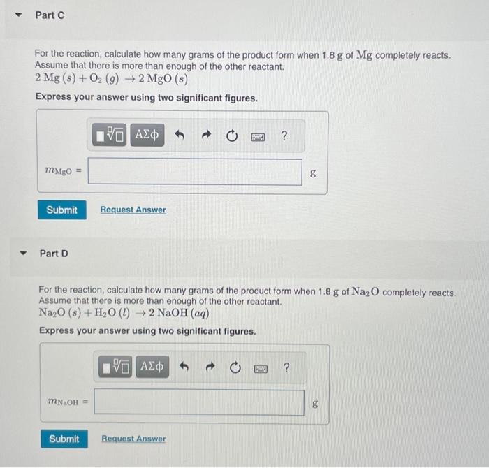 Solved For the reaction, calculate how many grams of the | Chegg.com