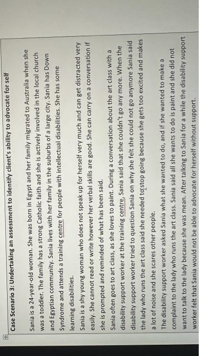 Solved Case Scenario 3: Undertaking an assessment to | Chegg.com