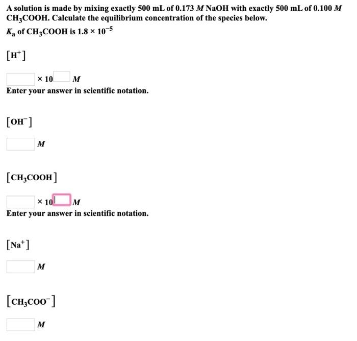 Solved A solution is made by mixing exactly 500 mL of | Chegg.com