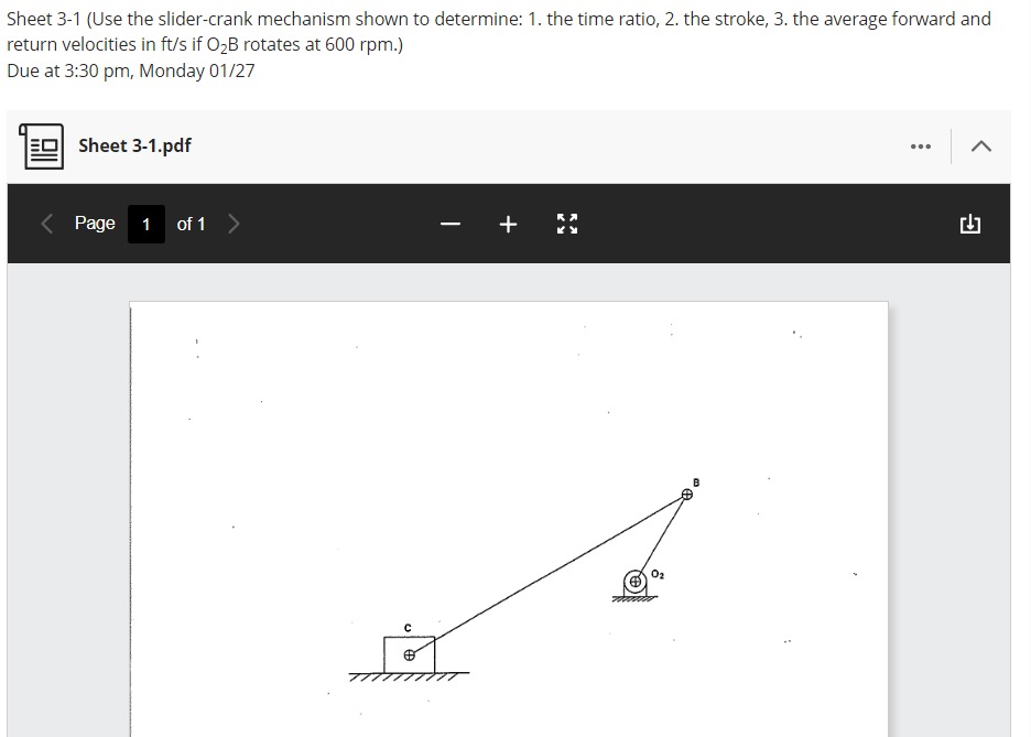 Solved Sheet 3-1 (Use the slider-crank mechanism shown to | Chegg.com