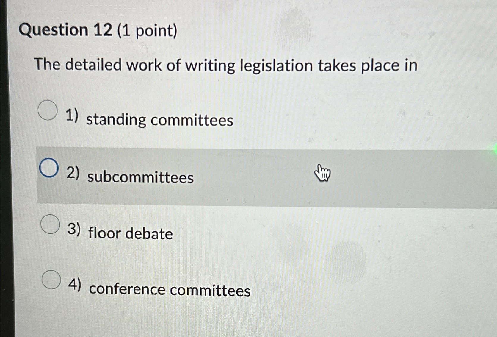Solved Question 12 (1 ﻿point)The detailed work of writing | Chegg.com