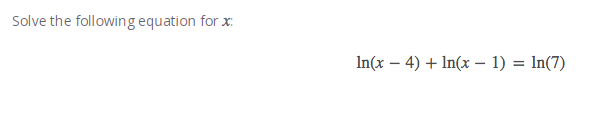 Solved Solve the following equation for x | Chegg.com