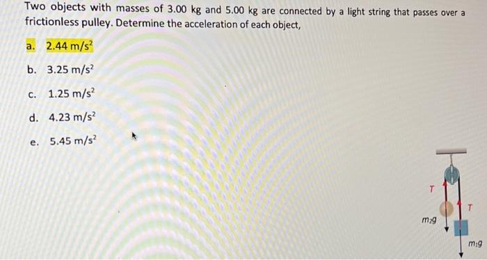 Solved Two Objects With Masses Of 3 00 Kg And 5 00 Kg Are