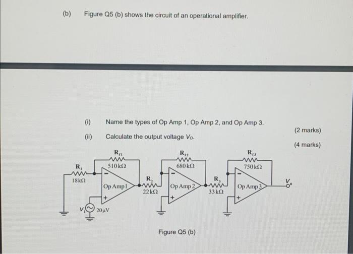 Solved (b) Figure Q5 (b) shows the circuit of an operational | Chegg.com