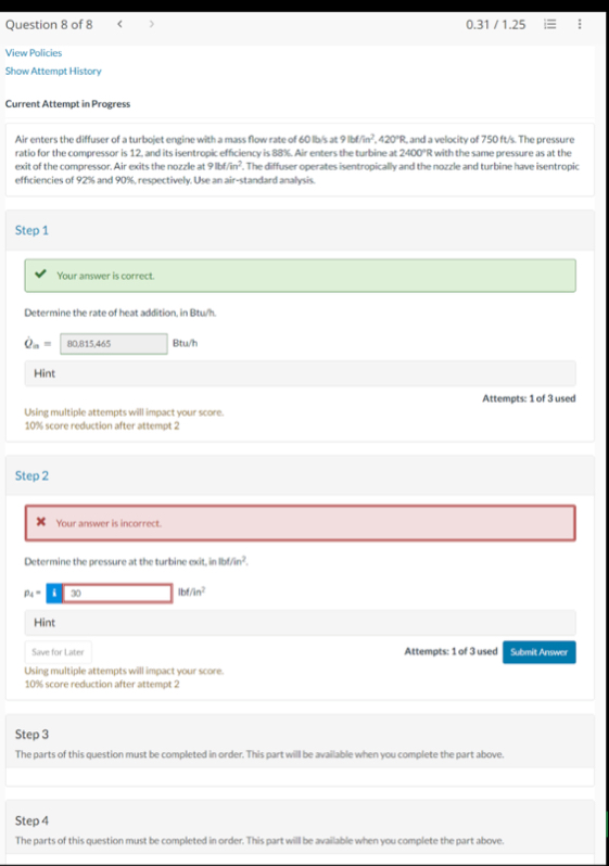 Solved Question 8 ﻿of 80.31 / 1.25View PoliciesShow Attempt | Chegg.com
