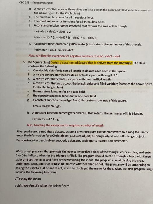 Solved c++ program geometricobject class, rectangle class, | Chegg.com