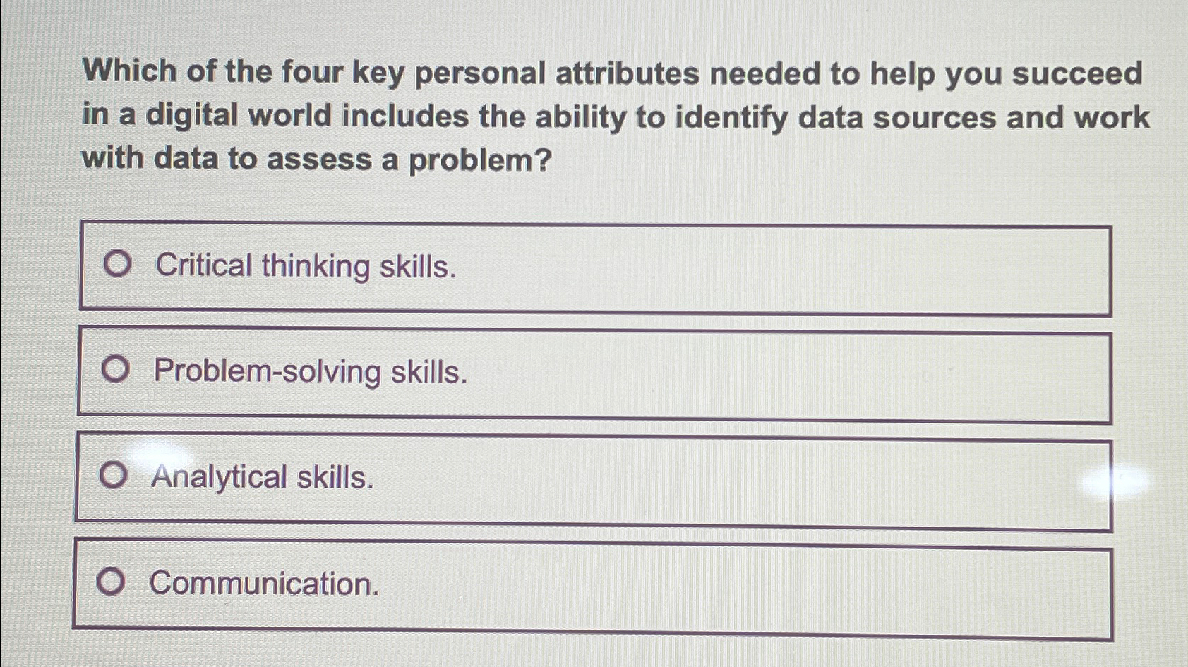 Which of the four key personal attributes needed to | Chegg.com