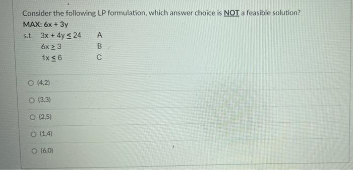 Solved Consider the following LP formulation, which answer | Chegg.com