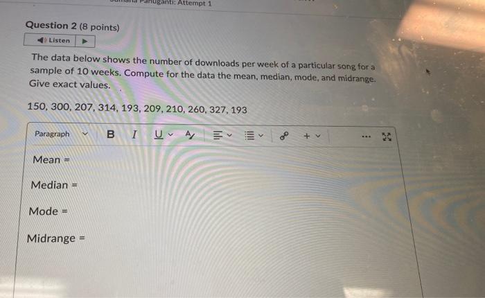 Solved The data below shows the number of downloads per week | Chegg.com