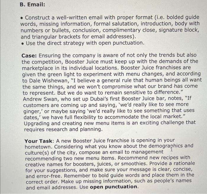 - Construct a well-written email with proper format | Chegg.com