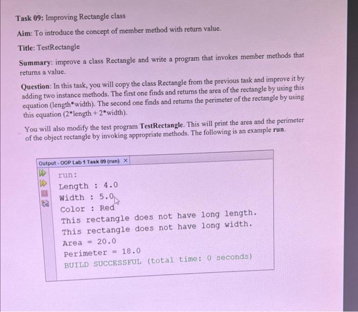Solved Task 09: Improving Rectangle class Aim: To introduce | Chegg.com