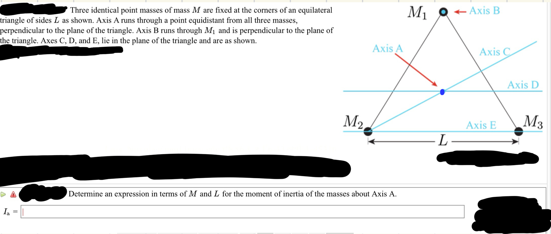 Solved Three identical point masses of mass M ﻿are fixed at | Chegg.com