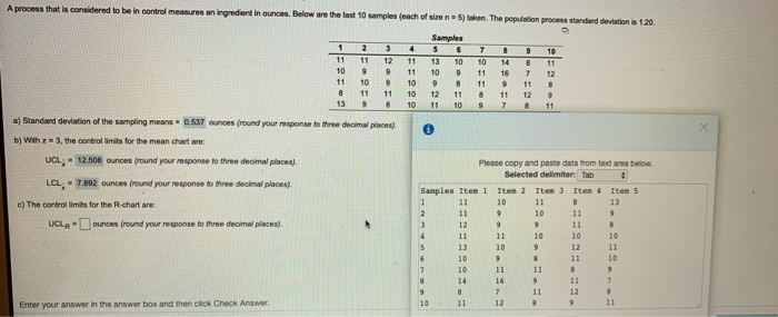 Solved A process that is confered to be in control measures | Chegg.com