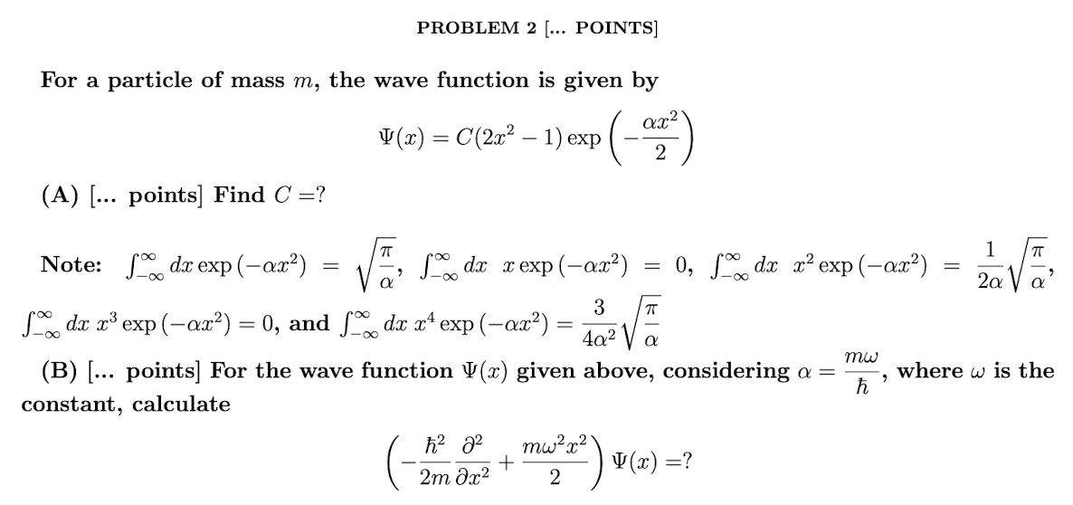 Solved PROBLEM 2 [... ﻿POINTS]For a particle of ﻿mass m, | Chegg.com