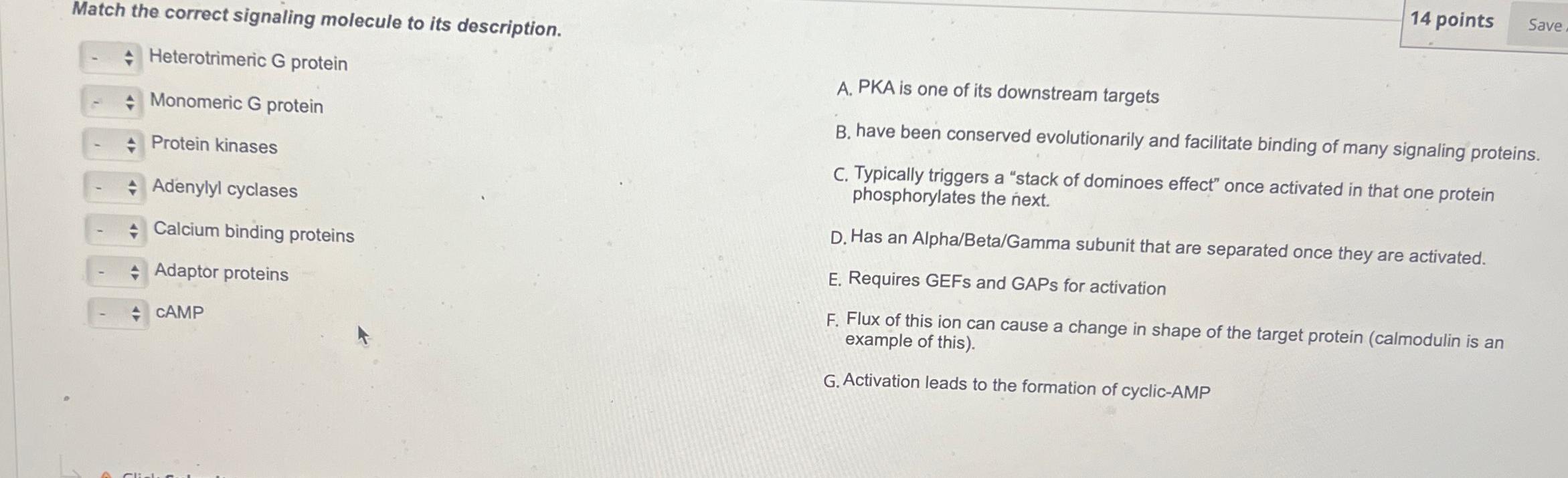 Solved Match the correct signaling molecule to its | Chegg.com