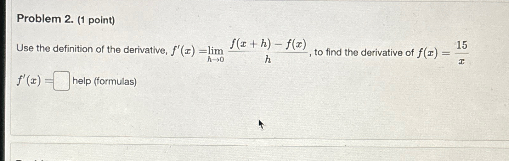 Solved Problem 2. (1 ﻿point)Use the definition of the | Chegg.com