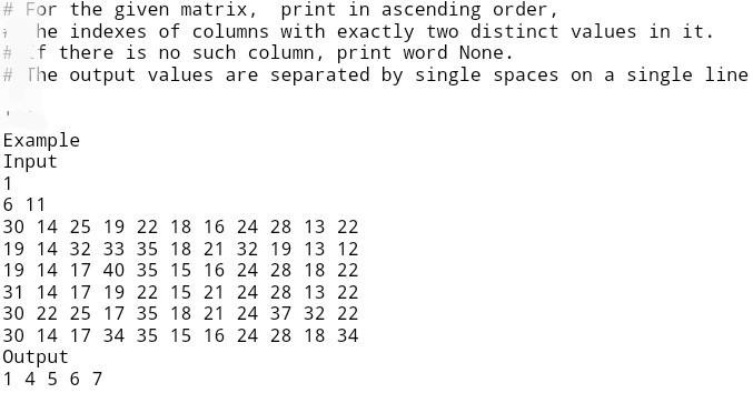 Solved \# For the given matrix, print in ascending order, he | Chegg.com