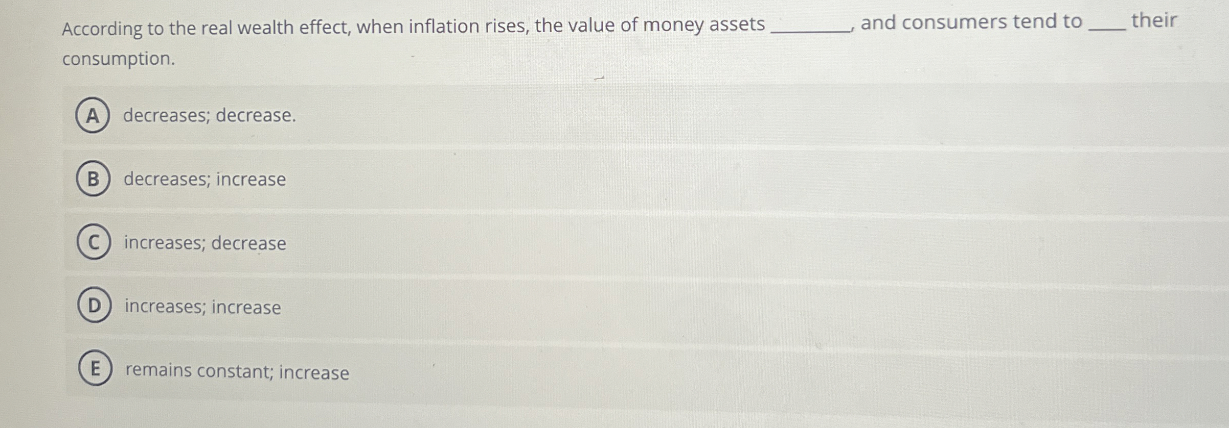 Solved According to the real wealth effect, when inflation | Chegg.com
