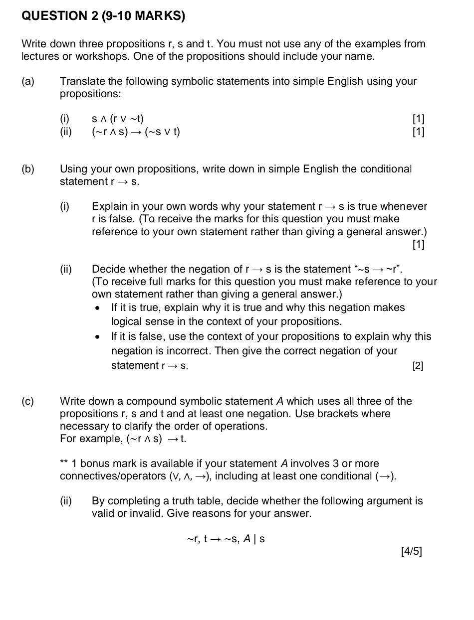 Solved Write down three propositions r,s and t. You must not | Chegg.com