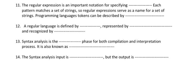 Solved 11. The regular expression is an important notation | Chegg.com