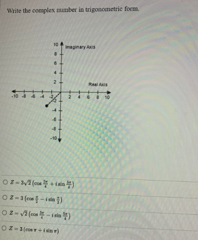 Solved Write the complex number in trigonometric | Chegg.com