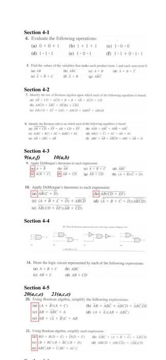Solved Section 4 1 4 Evaluate The Following Operations A