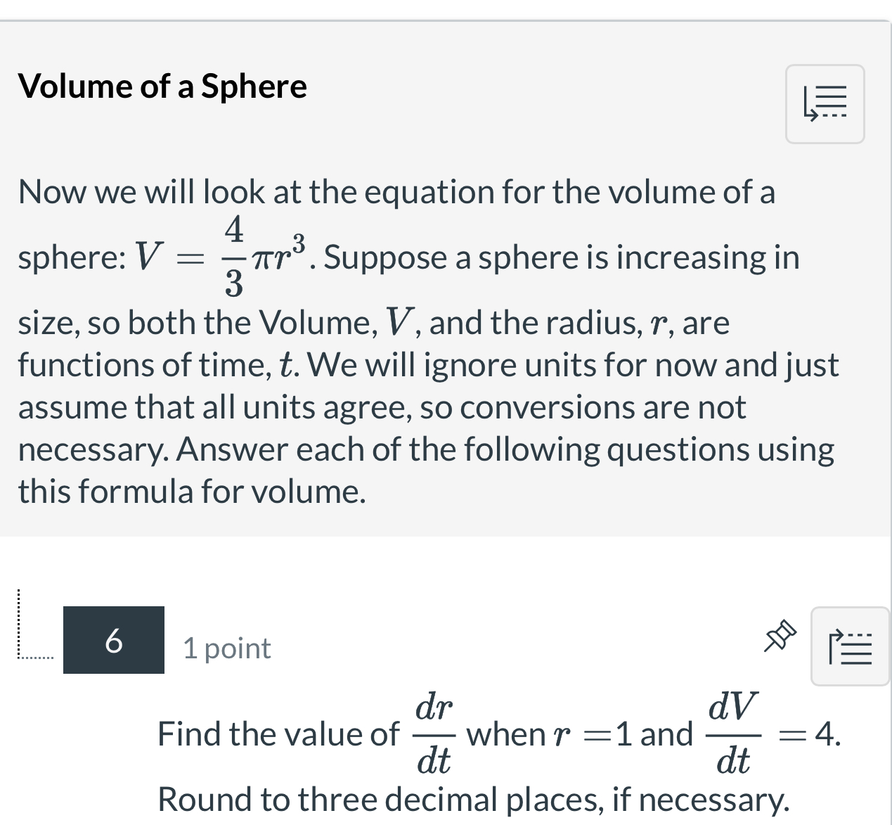 Solved Volume of a SphereNow we will look at the equation | Chegg.com