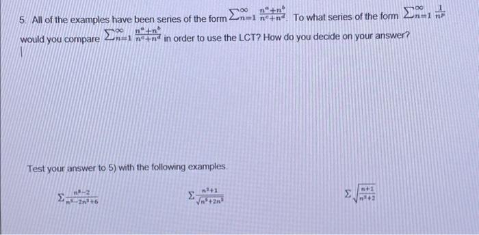 Solved 5. All of the examples have been series of the form | Chegg.com