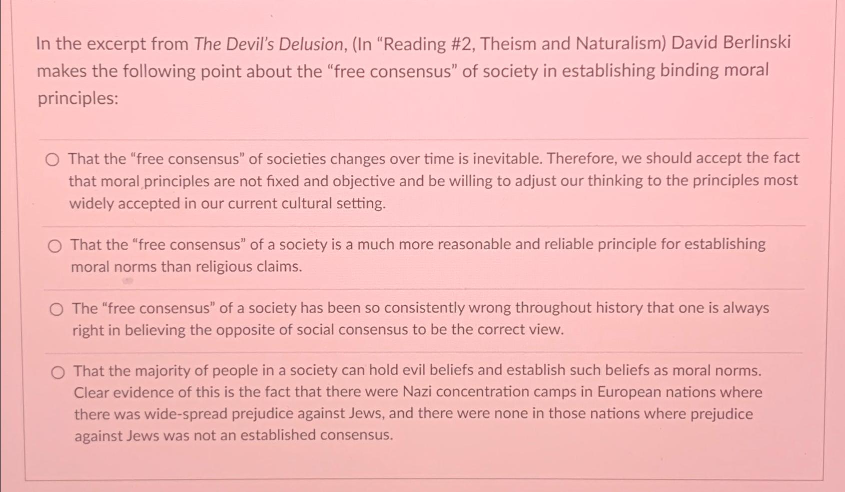Solved In the excerpt from The Devil's Delusion, David | Chegg.com