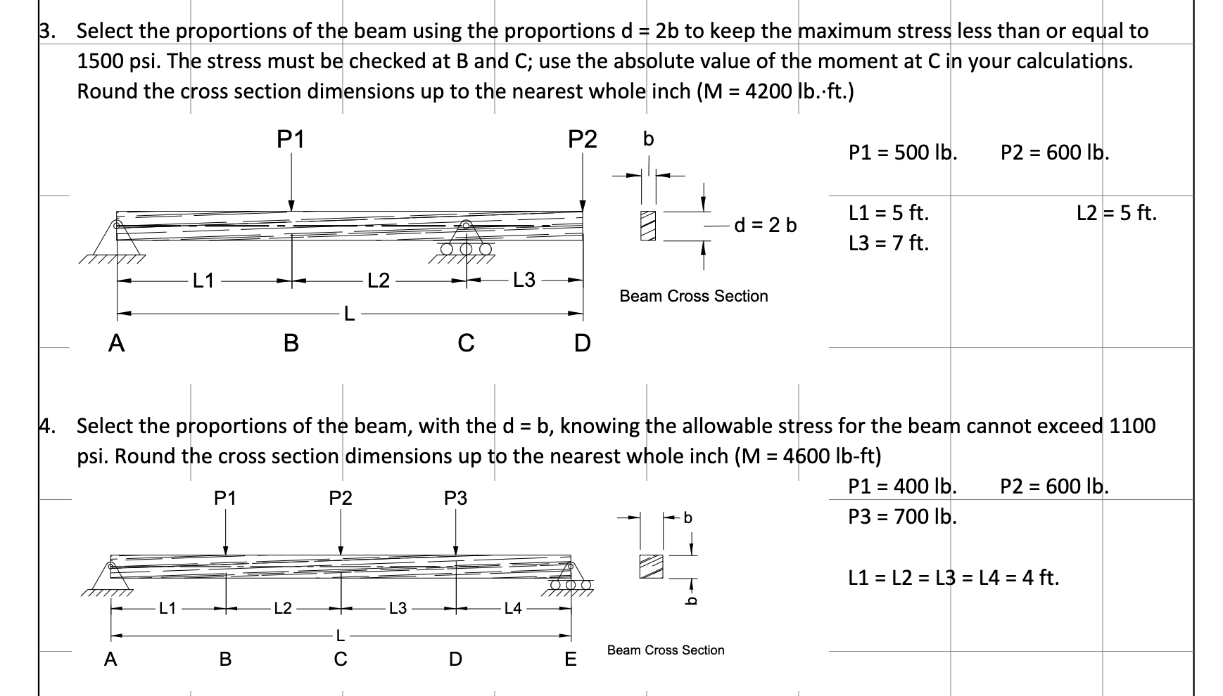 Solved Select the proportions of the beam using the | Chegg.com